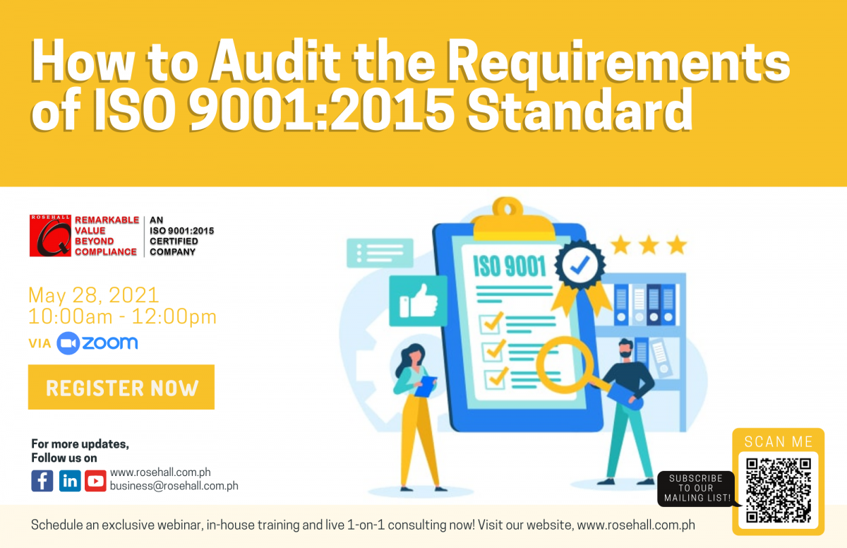 How to Audit the Requirements of ISO 9001:2015 Standard - ROSEHALL Management Consultants, Inc.