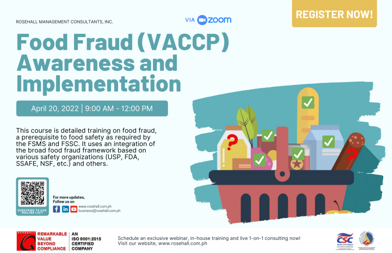 Food Fraud Awareness and Implementation - ROSEHALL Management ...